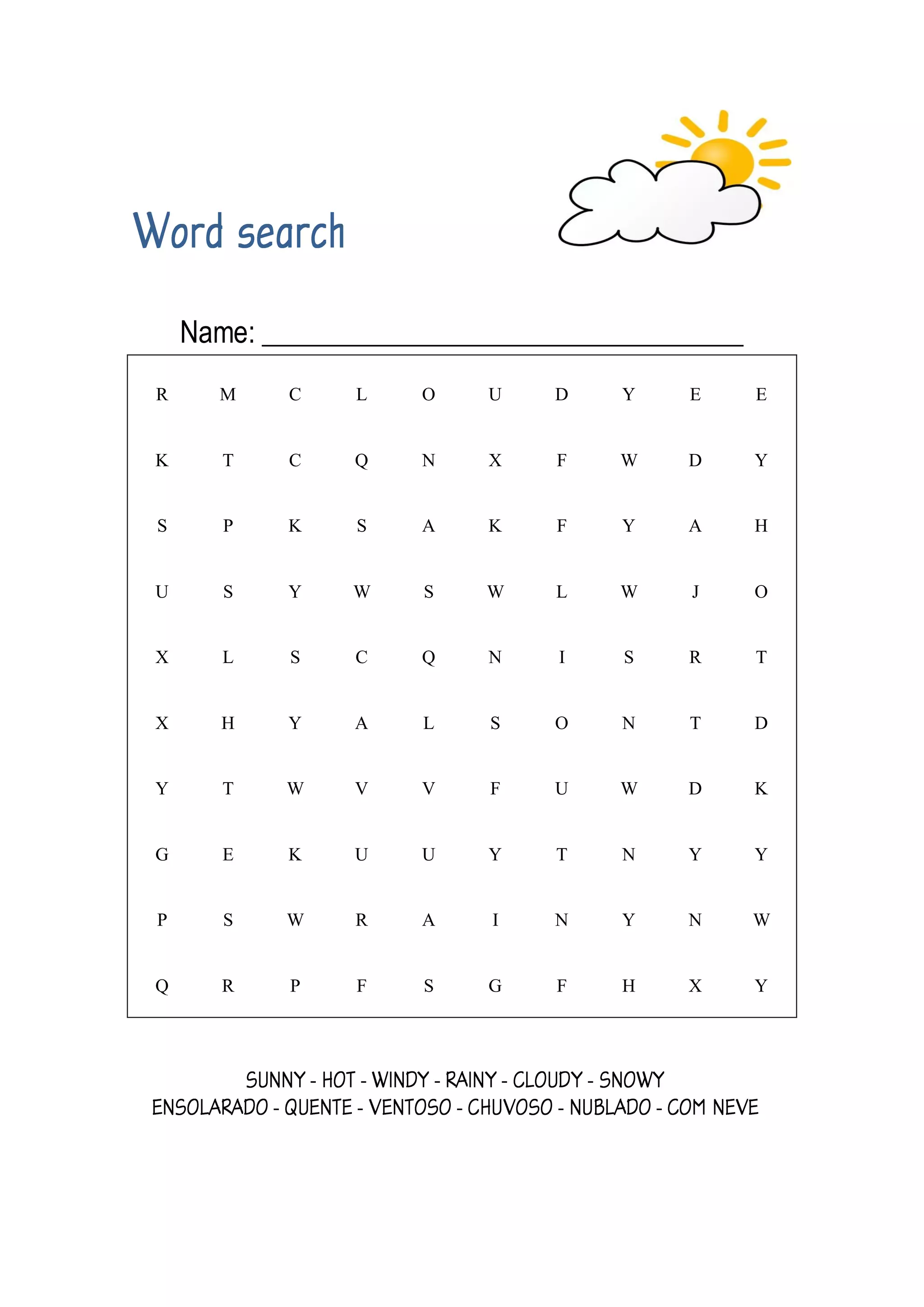 Word search weather easy | PDF