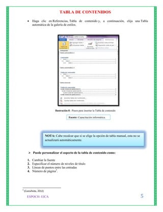 Word secciones , tablas de contenido , indice, tabla de ilustraciones ...