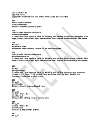 Word shortcuts | PDF