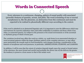 Words in connected speech | PPT