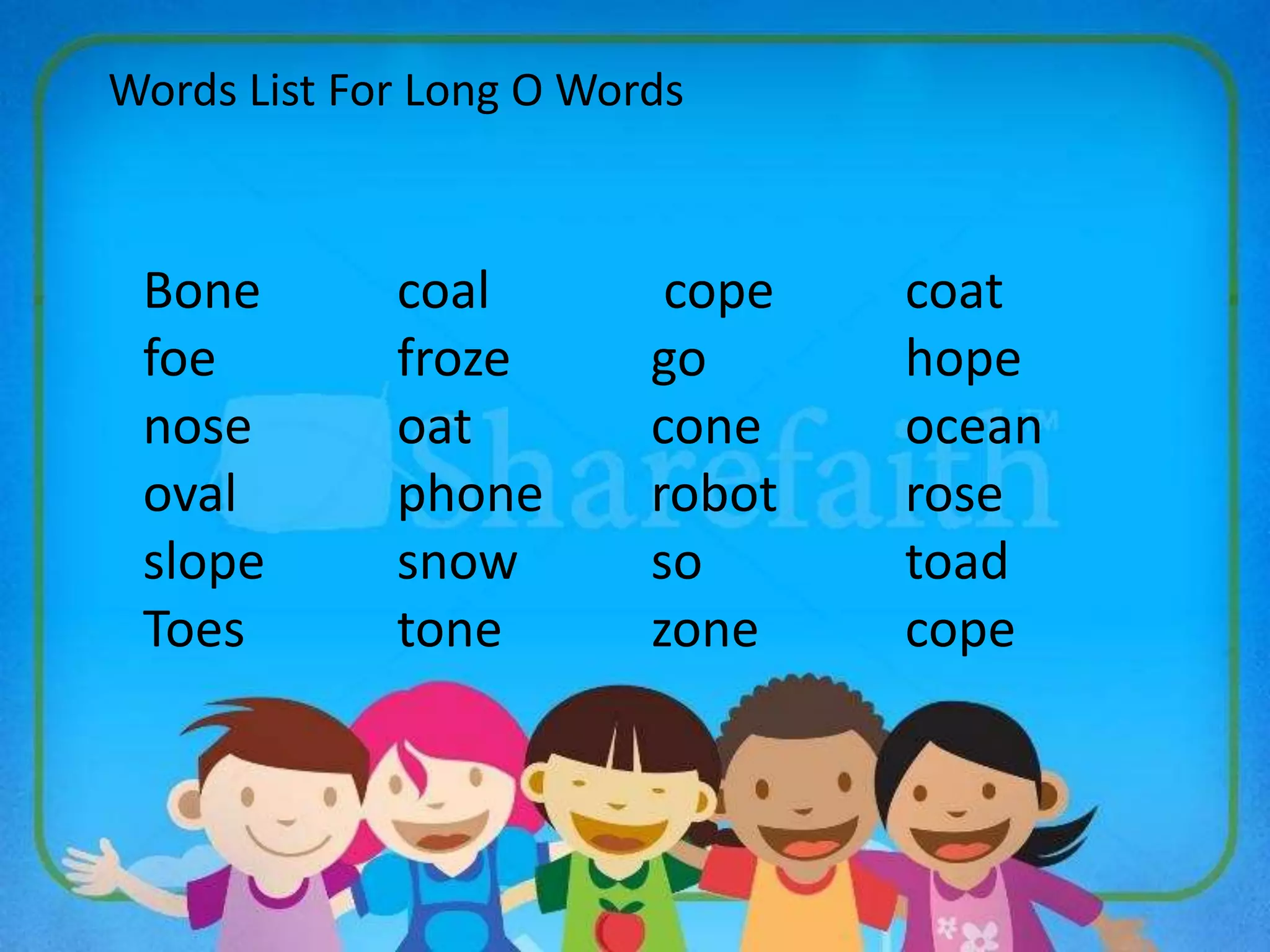 Words list of o sounds | PPT