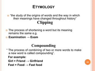 Words- morphology- syntax 2 | PPTX