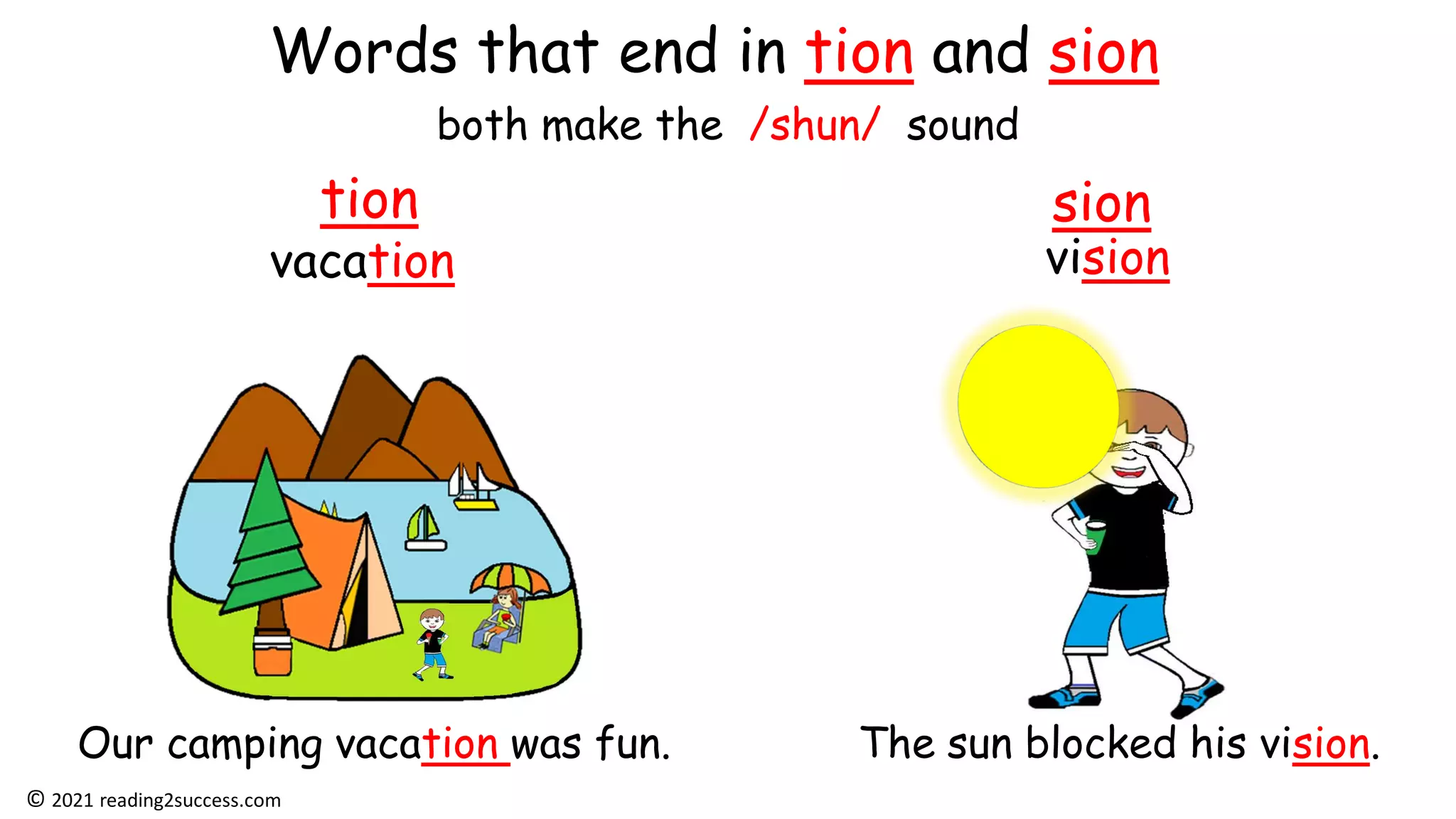 Teaching kids easily confused #word endings, #tion and #sion. Both make ...