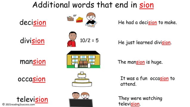 Teaching kids easily confused #word endings, #tion and #sion. Both make ...