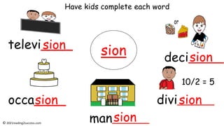 Teaching kids easily confused #word endings, #tion and #sion. Both make ...