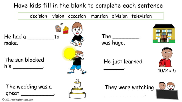 Teaching kids easily confused #word endings, #tion and #sion. Both make ...