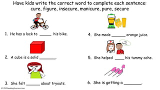 How to Teach Kids Words Endings 'ure', 'sure' and 'ture' | PDF
