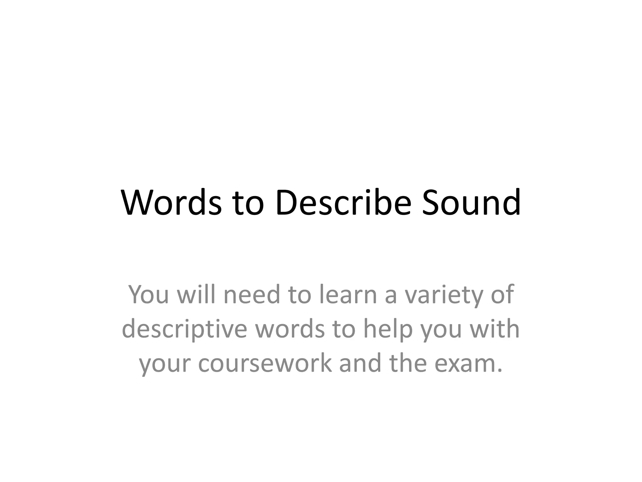 Words to describe sound | PPTX