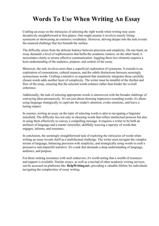 Words To Use When Writing An Essay.pdf