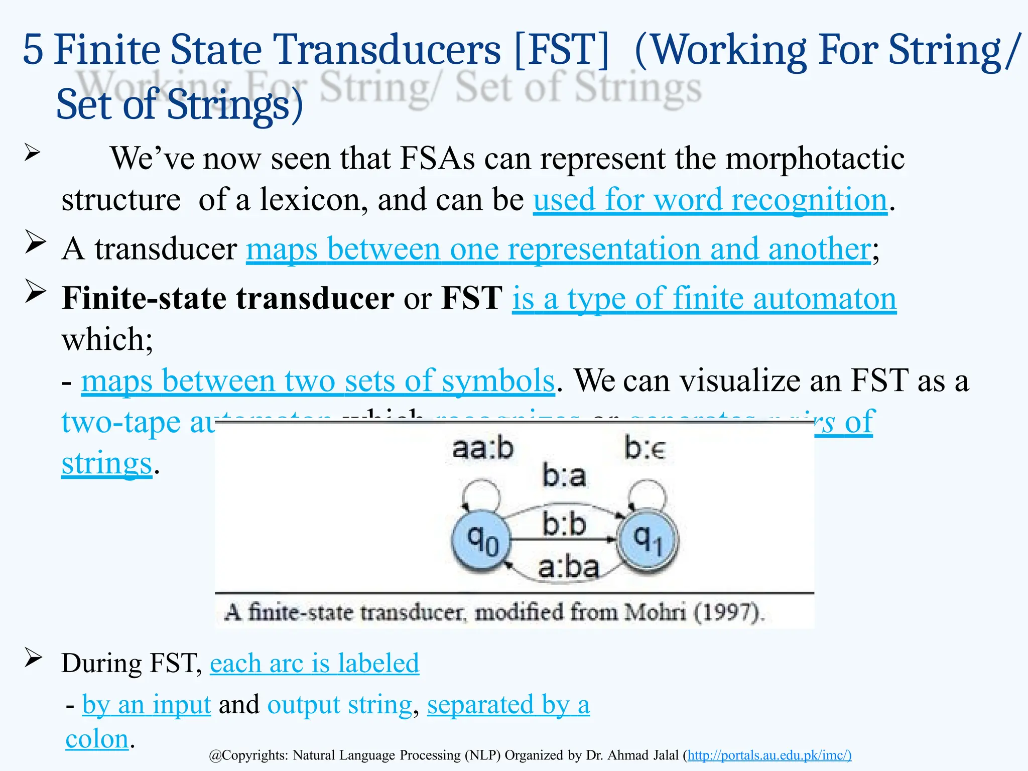 Words Transducers Finite State Transducers In Natural Language Processing Ppt