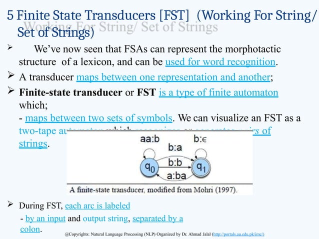 Words _Transducers Finite state transducers in natural language processing | PPTX