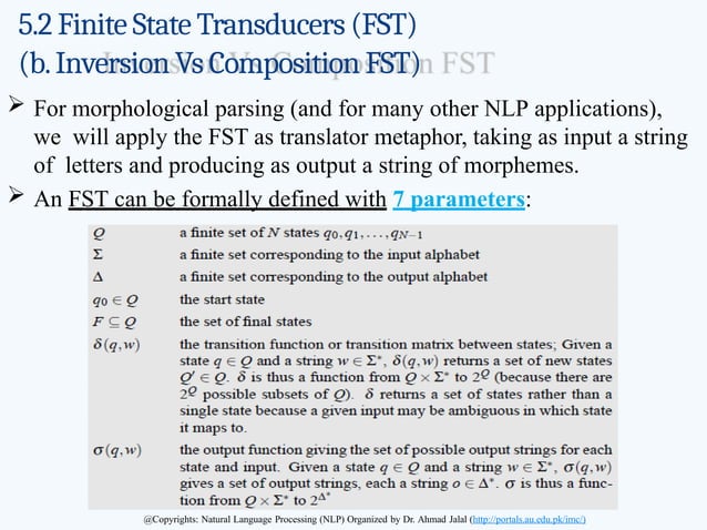 Words _Transducers Finite state transducers in natural language processing | PPTX