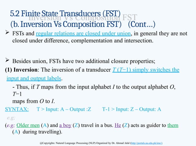 Words Transducers Finite State Transducers In Natural Language