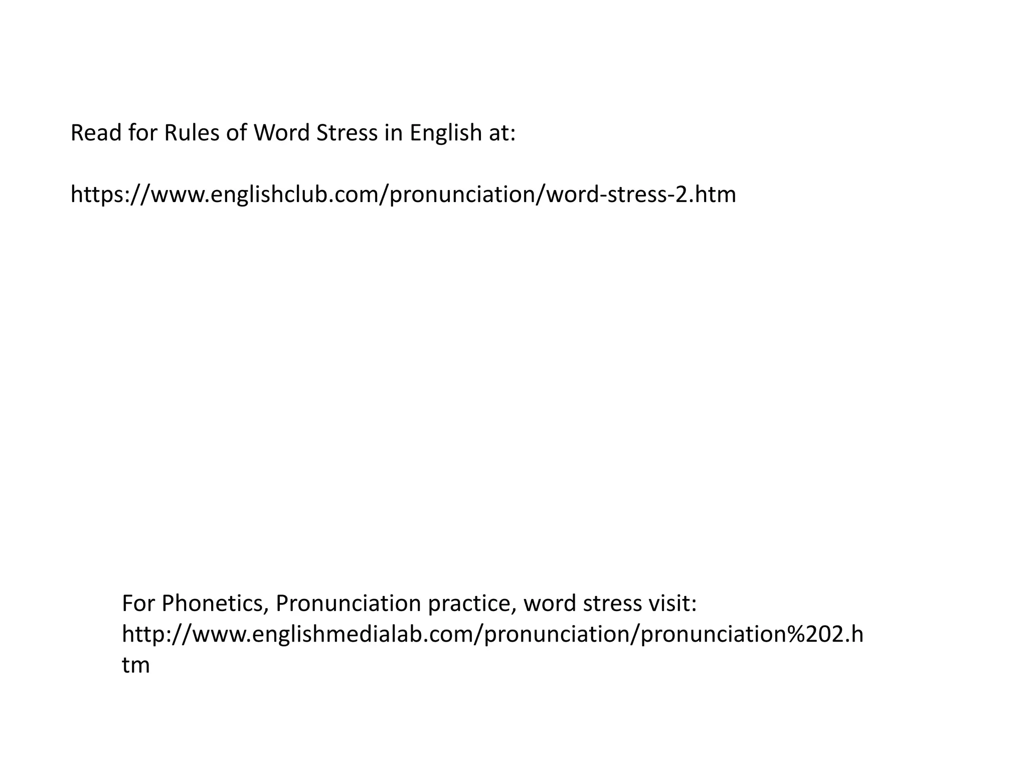 Wordstress rules (word stress pattern in english words) | PDF
