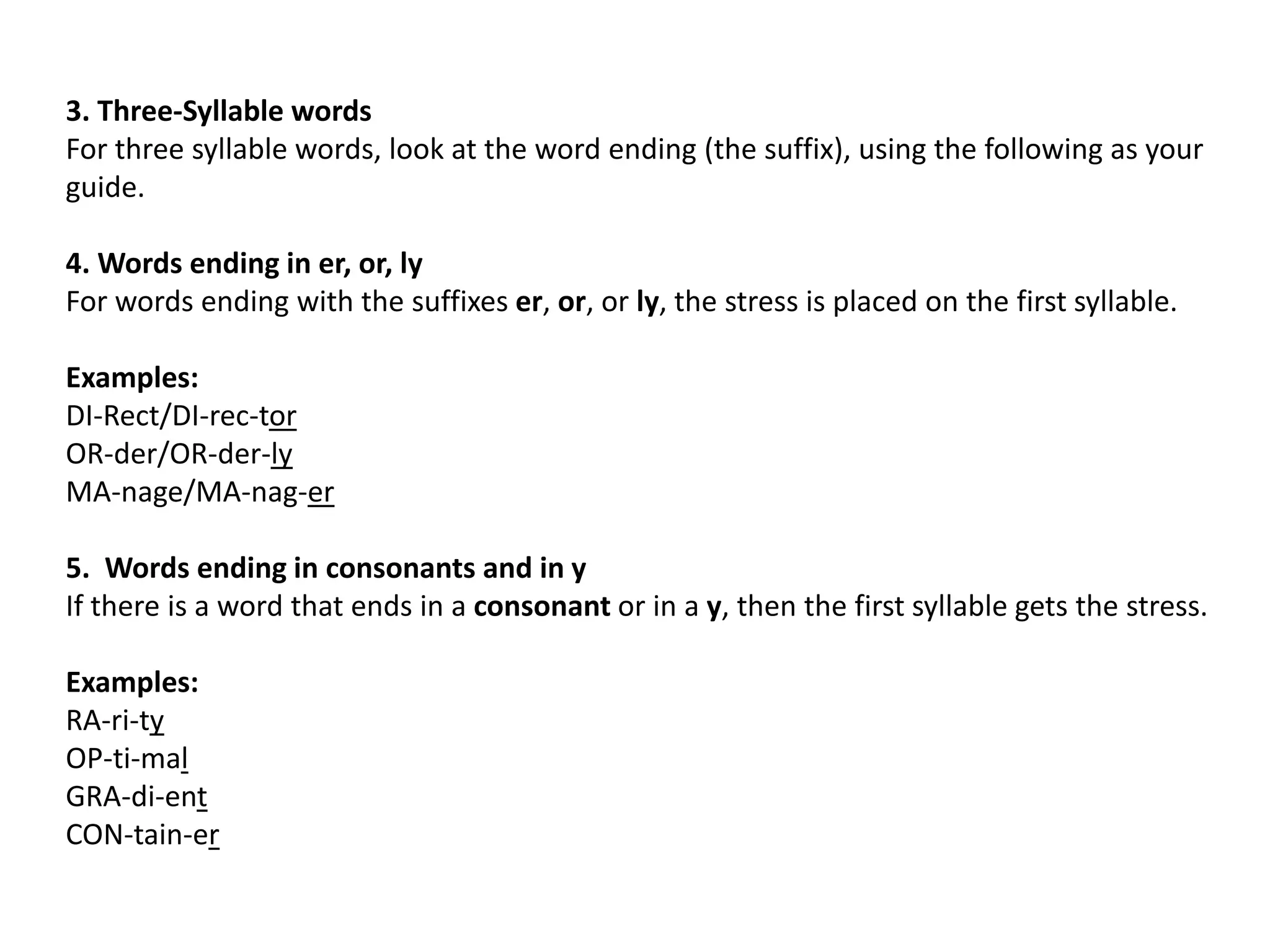 Wordstress rules (word stress pattern in english words) | PDF