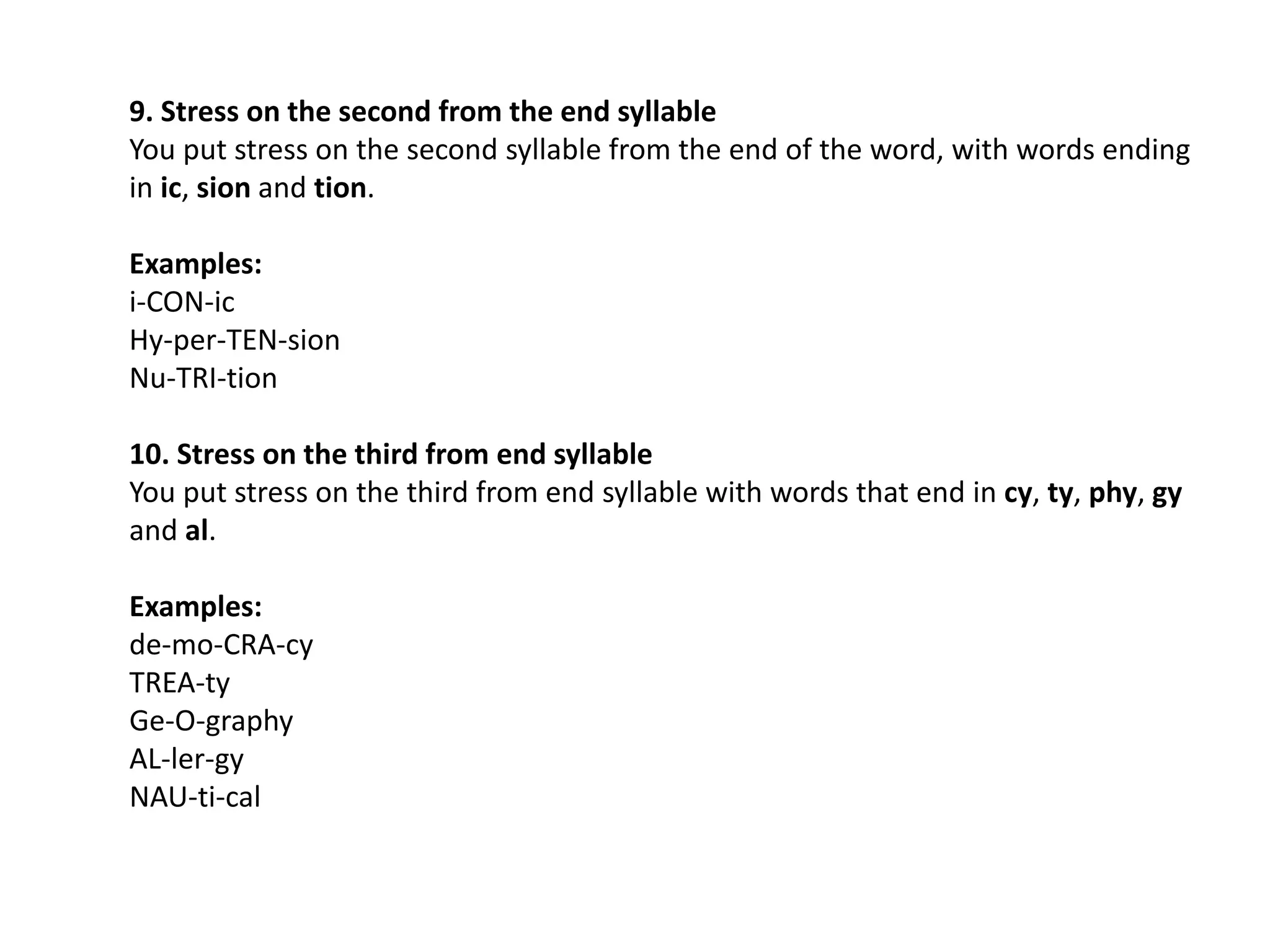 Wordstress rules (word stress pattern in english words) | PPT