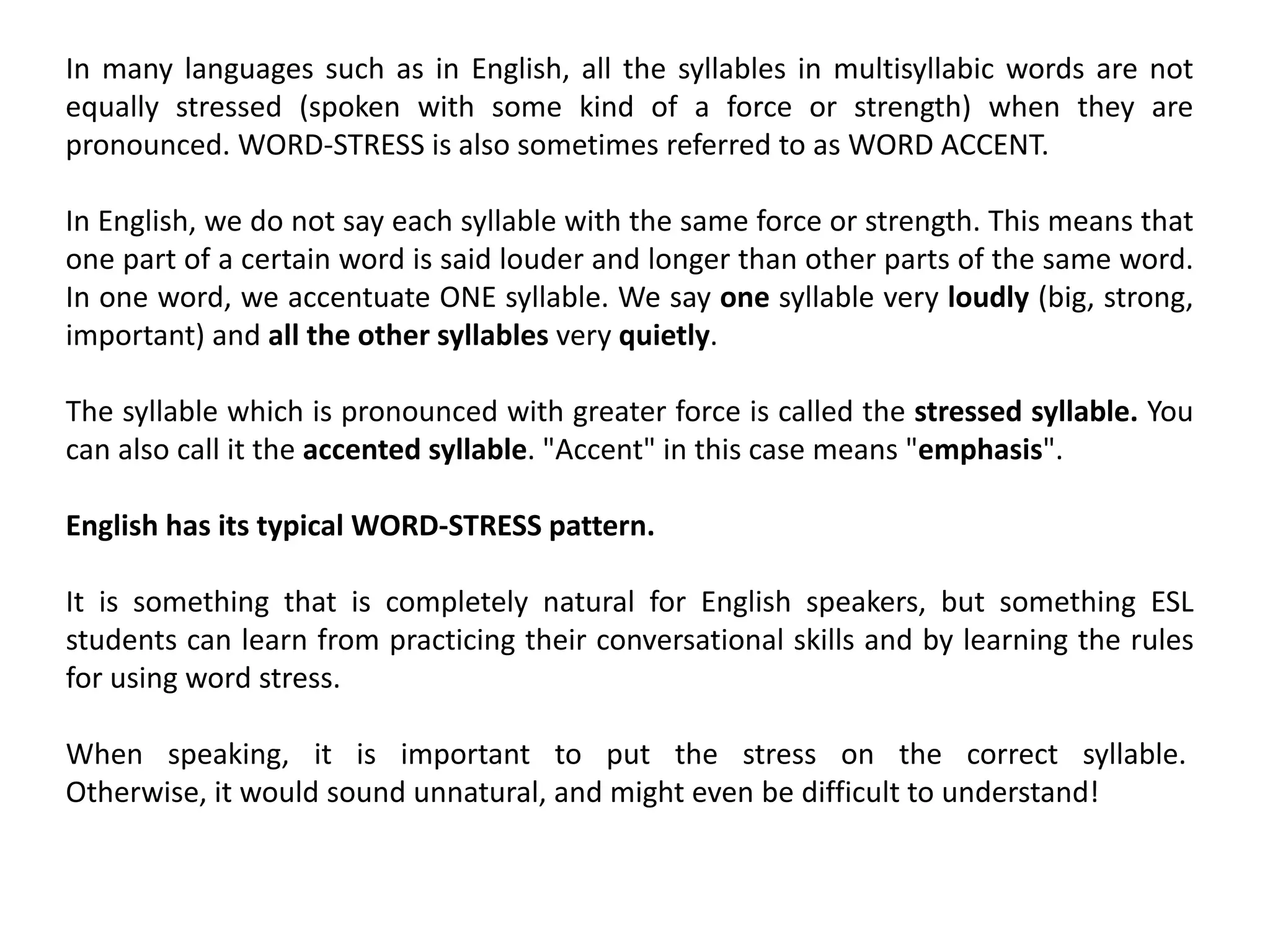 Wordstress rules (word stress pattern in english words) | PDF