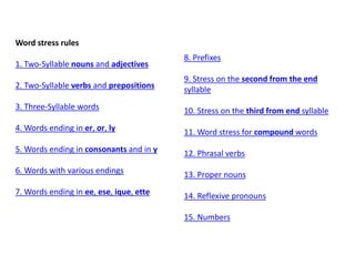 Wordstress rules (word stress pattern in english words) | PDF