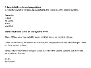 Wordstress rules (word stress pattern in english words) | PDF