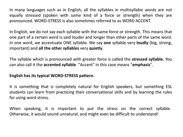 Wordstress rules (word stress pattern in english words) | PDF