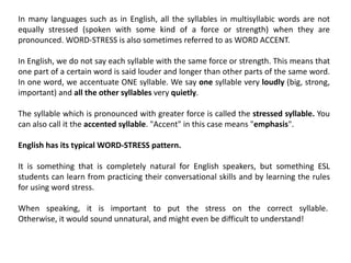 Wordstress rules (word stress pattern in english words) | PPT