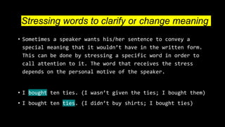 Word stress and sentence stress for 11th | PPTX