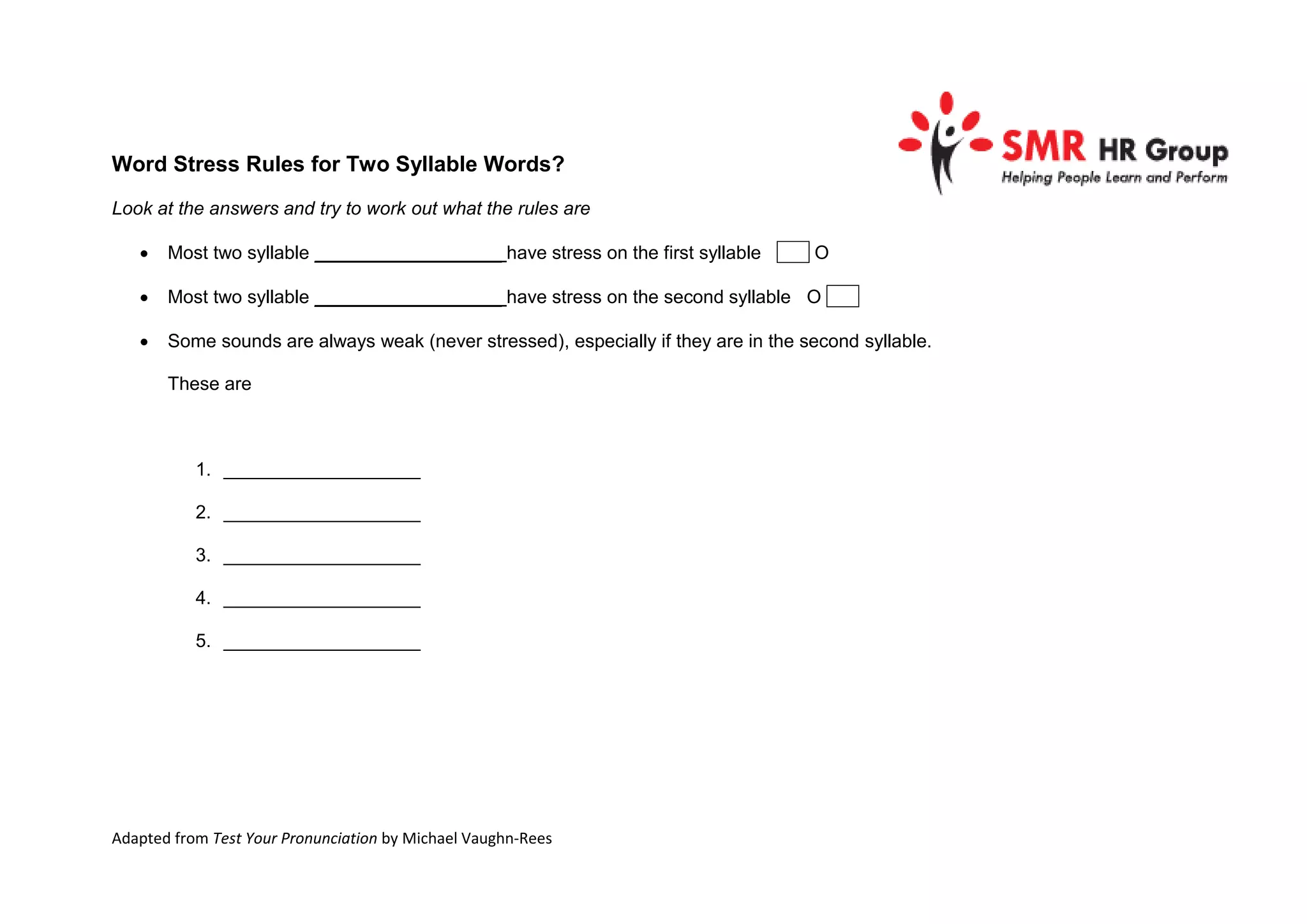 Word stress lesson 1 word list | PPT