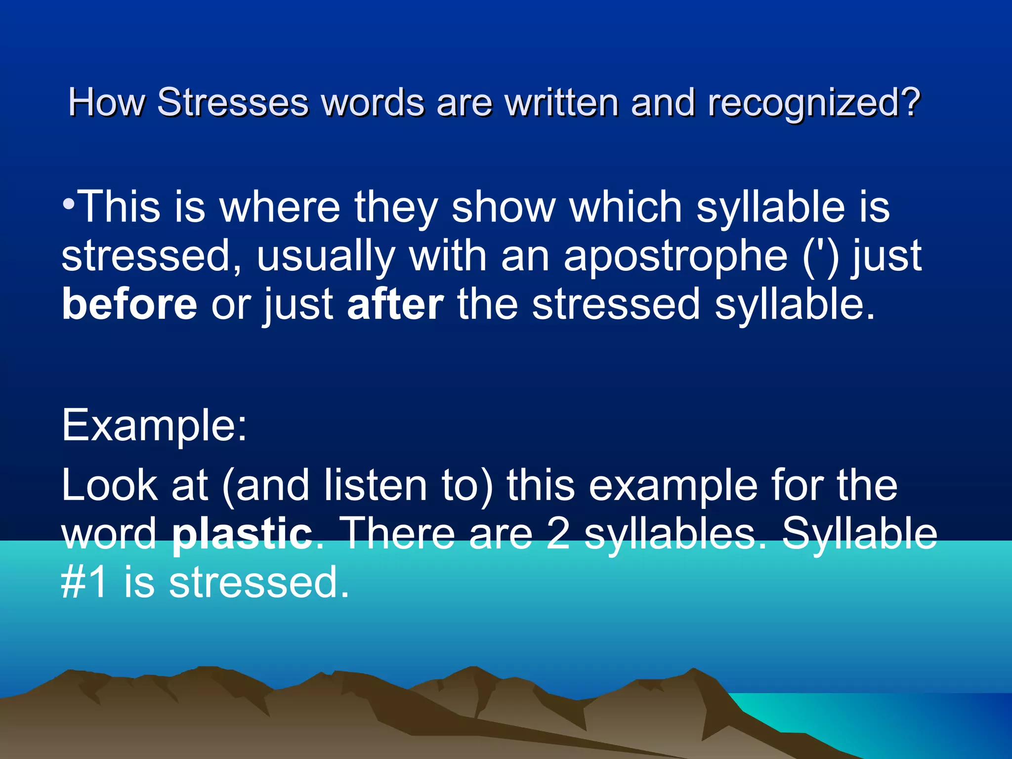 Word stress (teaching techniques) | PPT