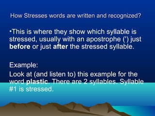 Word stress (teaching techniques) | PPT