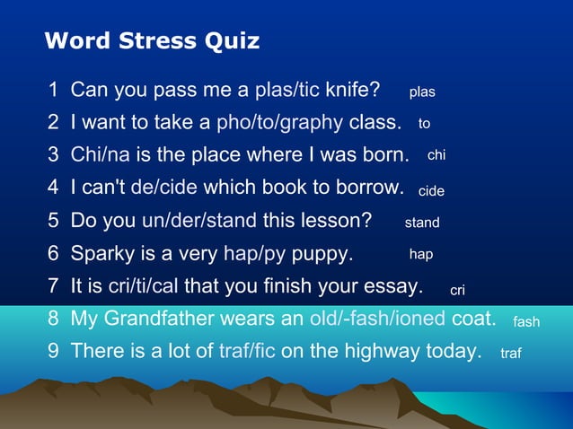 Word stress (teaching techniques) | PPT