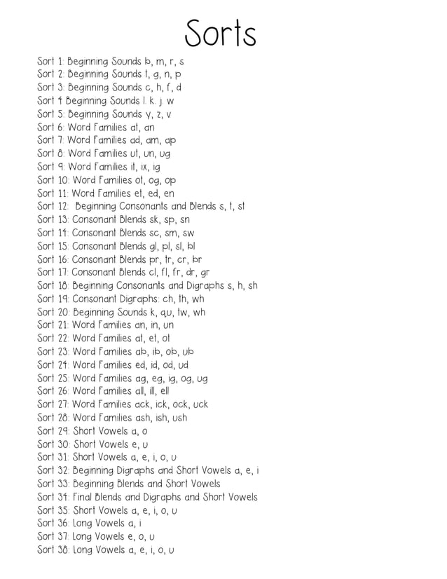 Word studysortsandworkbook | PDF