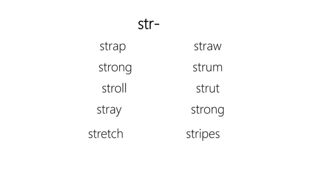 Words with scr , spr-, and str- Blends | PPTX