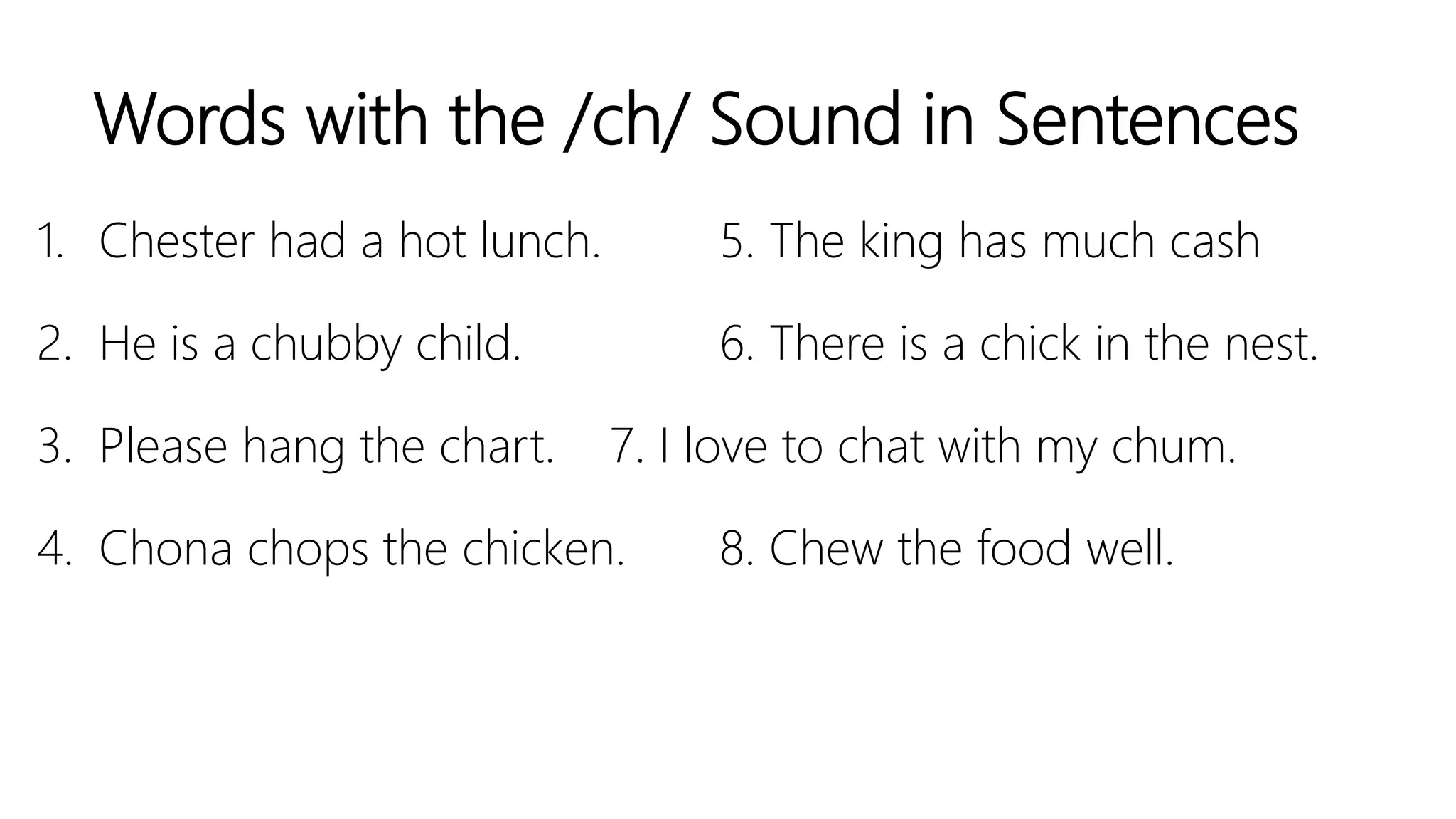 Words with the /ch/ Sound | PPTX