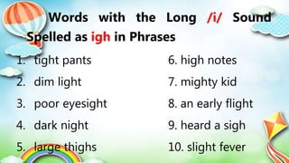 Words with the Long i Sound Spelled as igh | PPTX