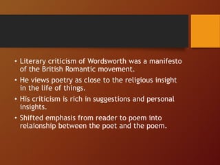 Wordsworth's criticism | PPT