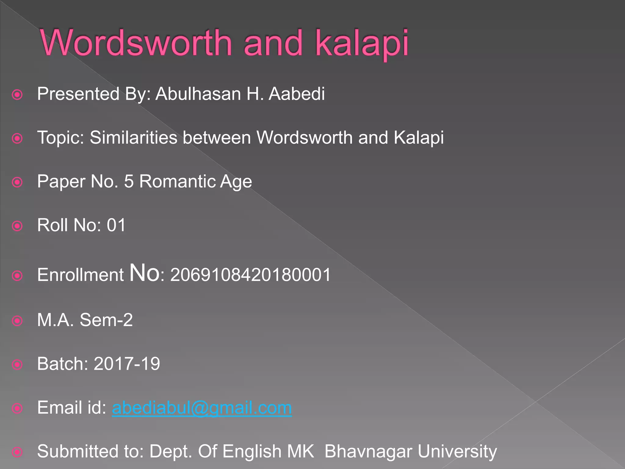 Wordsworth and kalapi | PPT