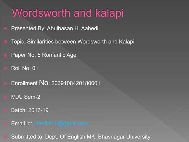 Wordsworth and kalapi | PPT