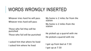 Words wrongly inserted | PPTX