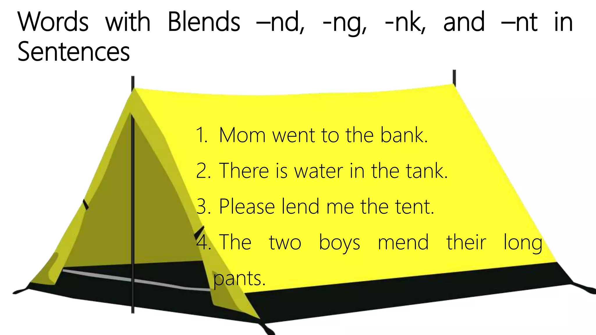 Words with the FInal nd, -ng, -nk, and -nt Blends | PPTX