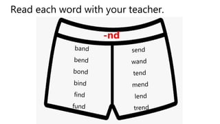 Words with the FInal nd, -ng, -nk, and -nt Blends | PPTX