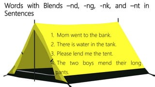 Words with the FInal nd, -ng, -nk, and -nt Blends | PPTX