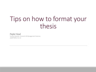How to format your thesis in Word | PPTX