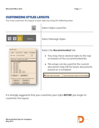 Word Tips for Templates | PDF