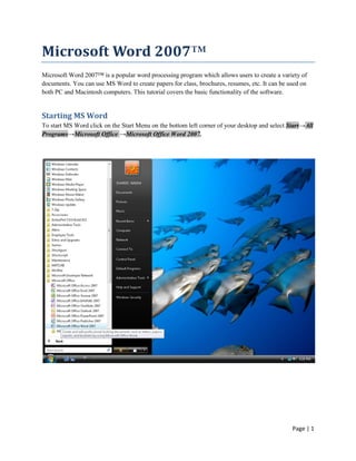 Word Tutorial 2007 | PDF