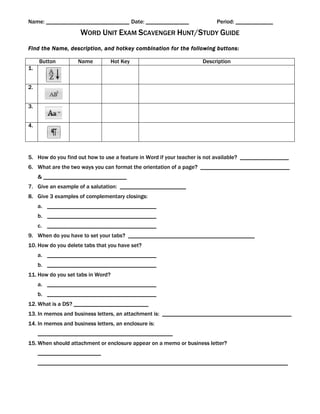 Word unit exam scavenger hunt | DOCX
