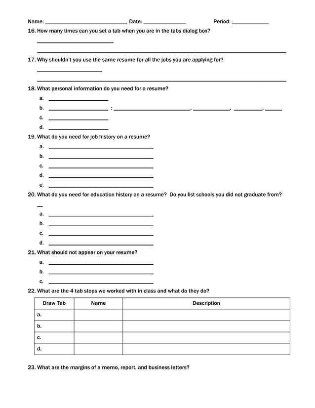 Word unit exam scavenger hunt | DOCX | Resume Writing and Advice | Job ...