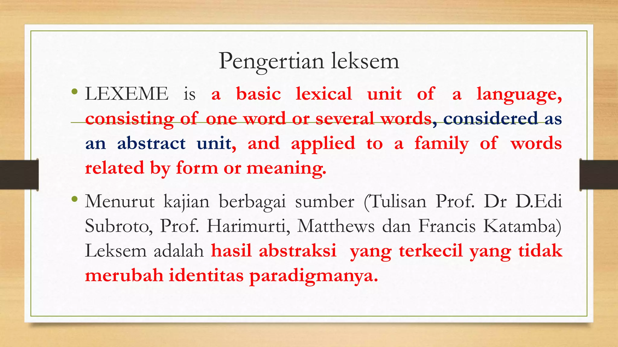 Word vs lexeme by pak faizal | PPTX
