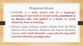 Word vs lexeme by pak faizal | PPTX