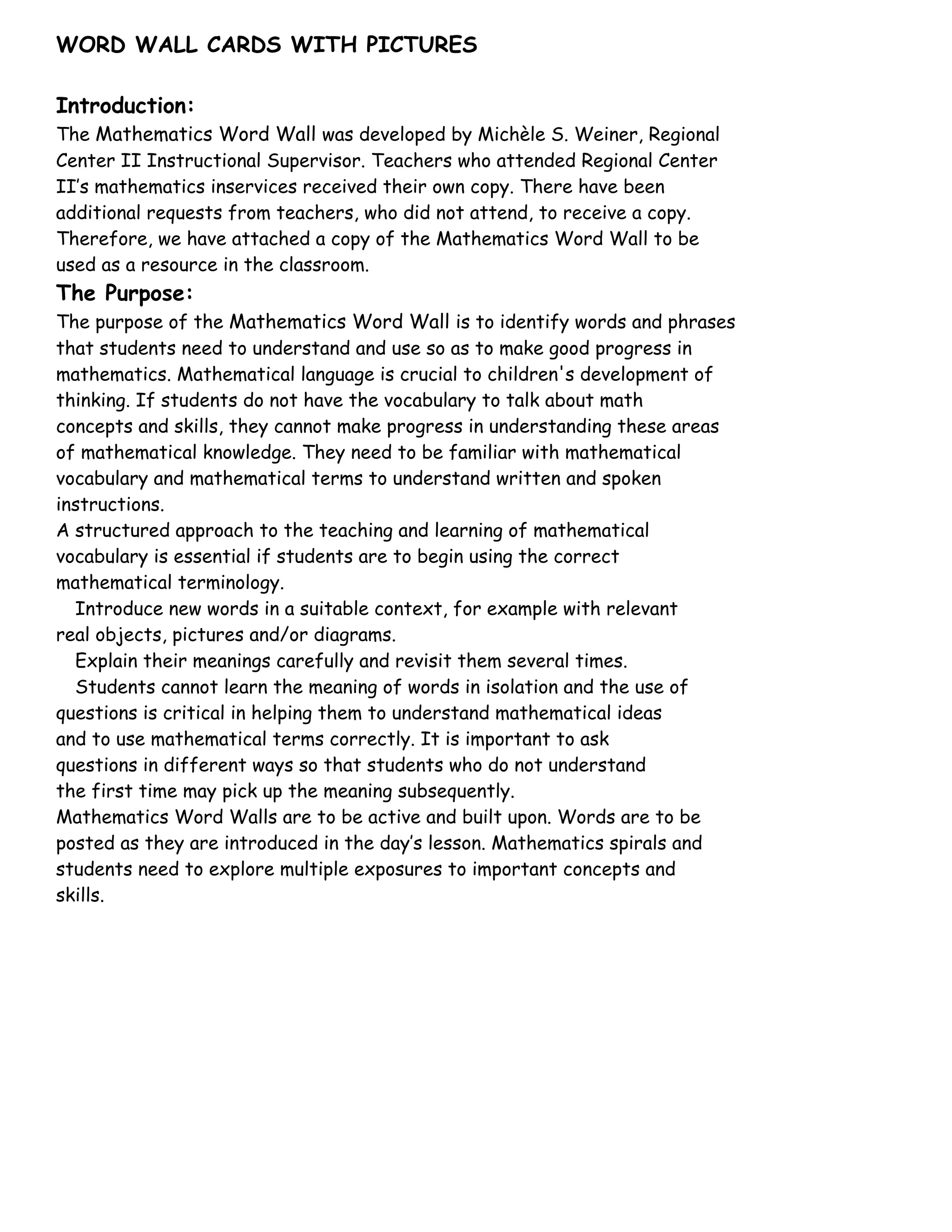 Word Wall Picture Cards (Dr. Nicki Newton) | PDF