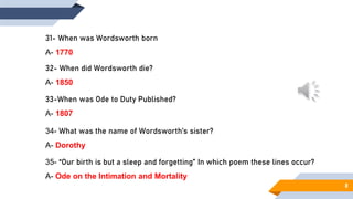 Wordworth mcqs | PPTX